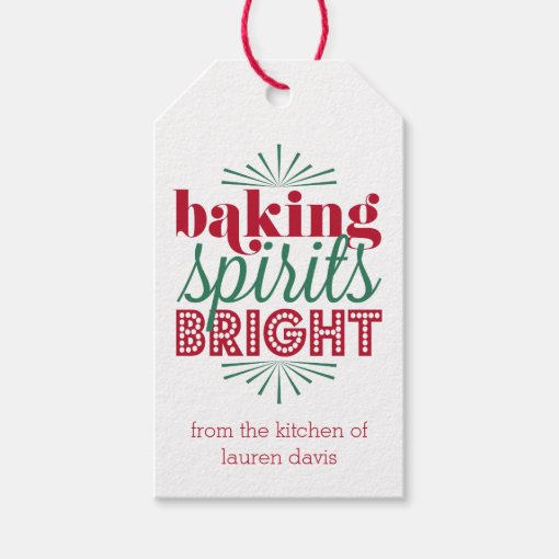 Baking Spirits Bright | Red & Green Holiday Gift Tags | Zazzle