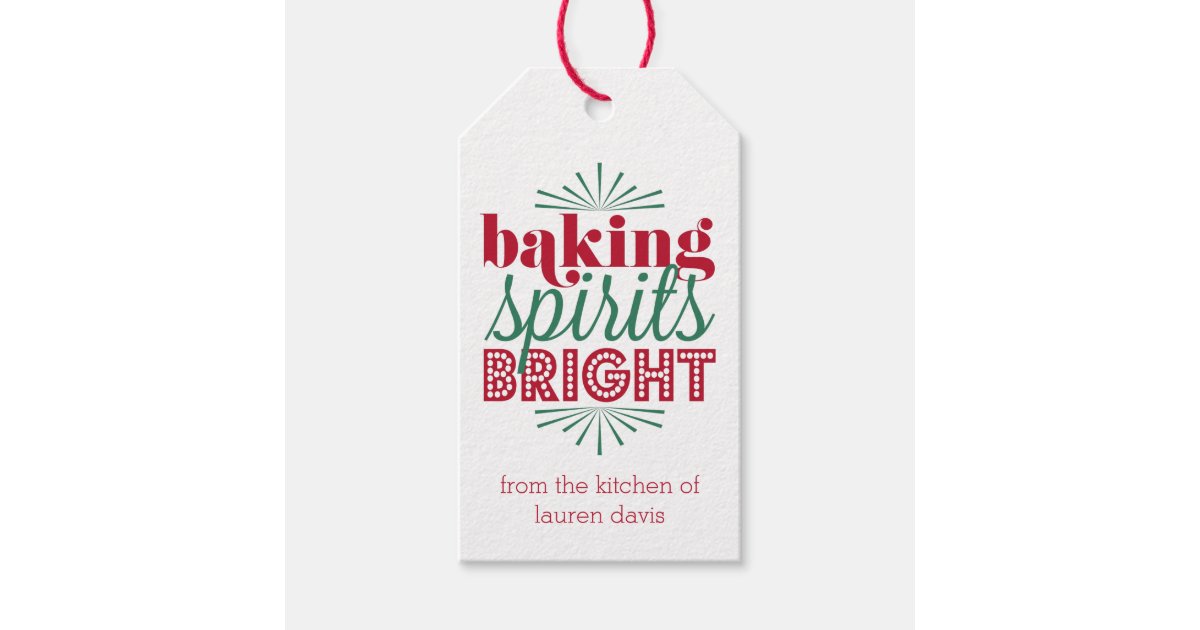 Baking Spirits Bright | Red & Green Holiday Gift Tags | Zazzle.com