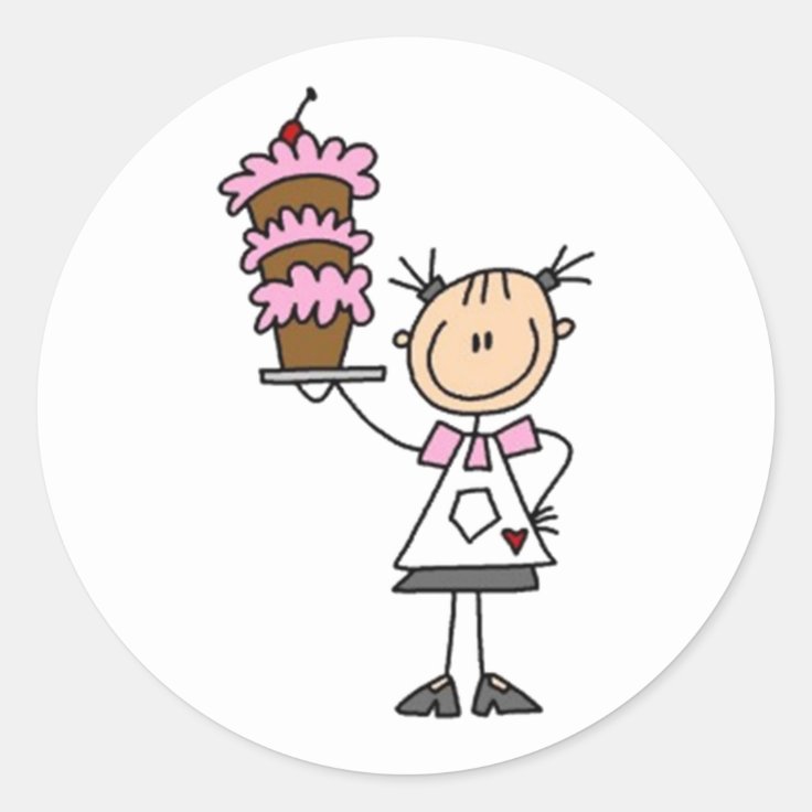 Baking Stick Figure Classic Round Sticker | Zazzle