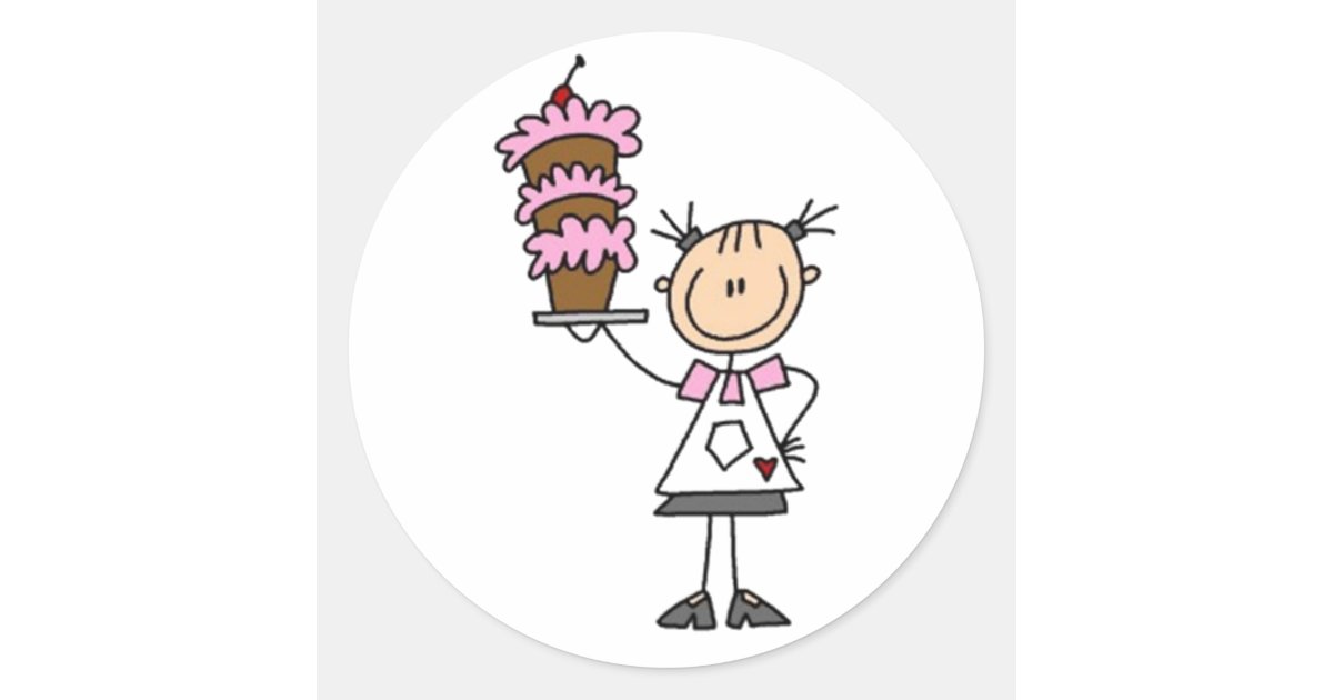 Baking Stick Figure Classic Round Sticker | Zazzle.com