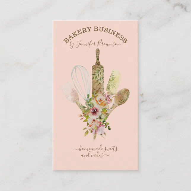 Baking utensils Catering Cook Chef vertical cute Business Card | Zazzle