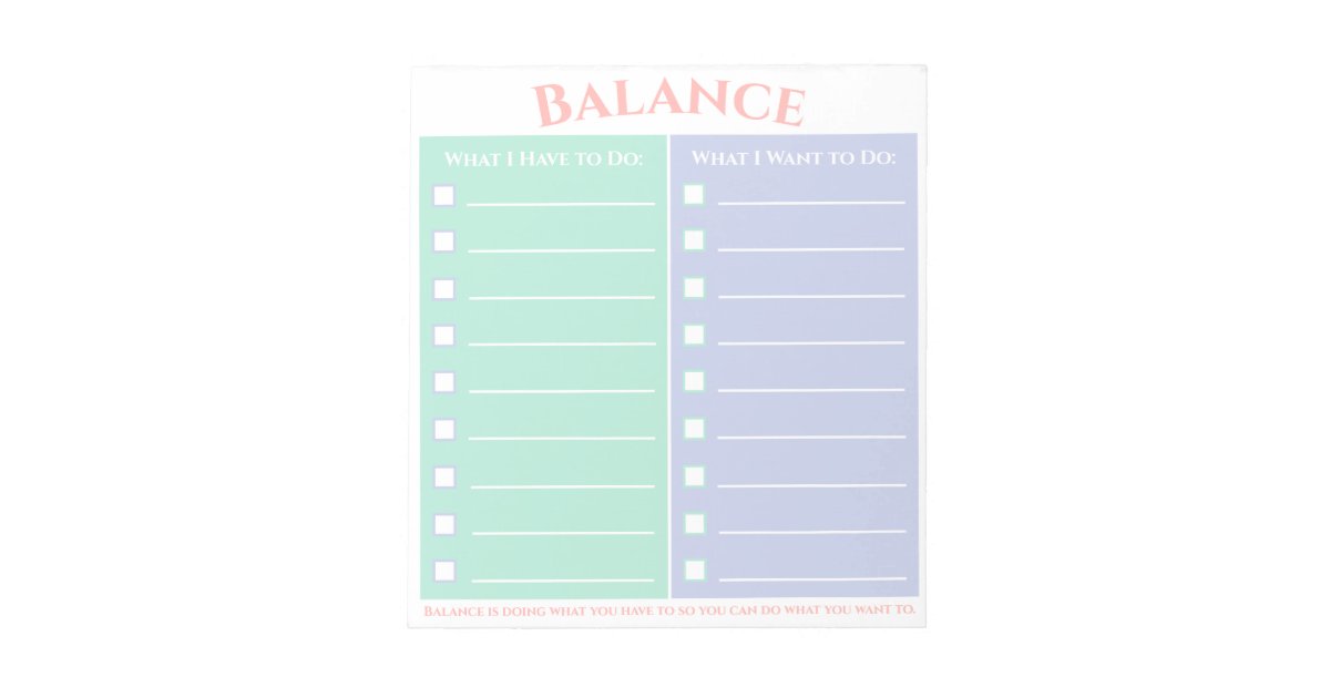 Balance To Do List Notepad | Zazzle