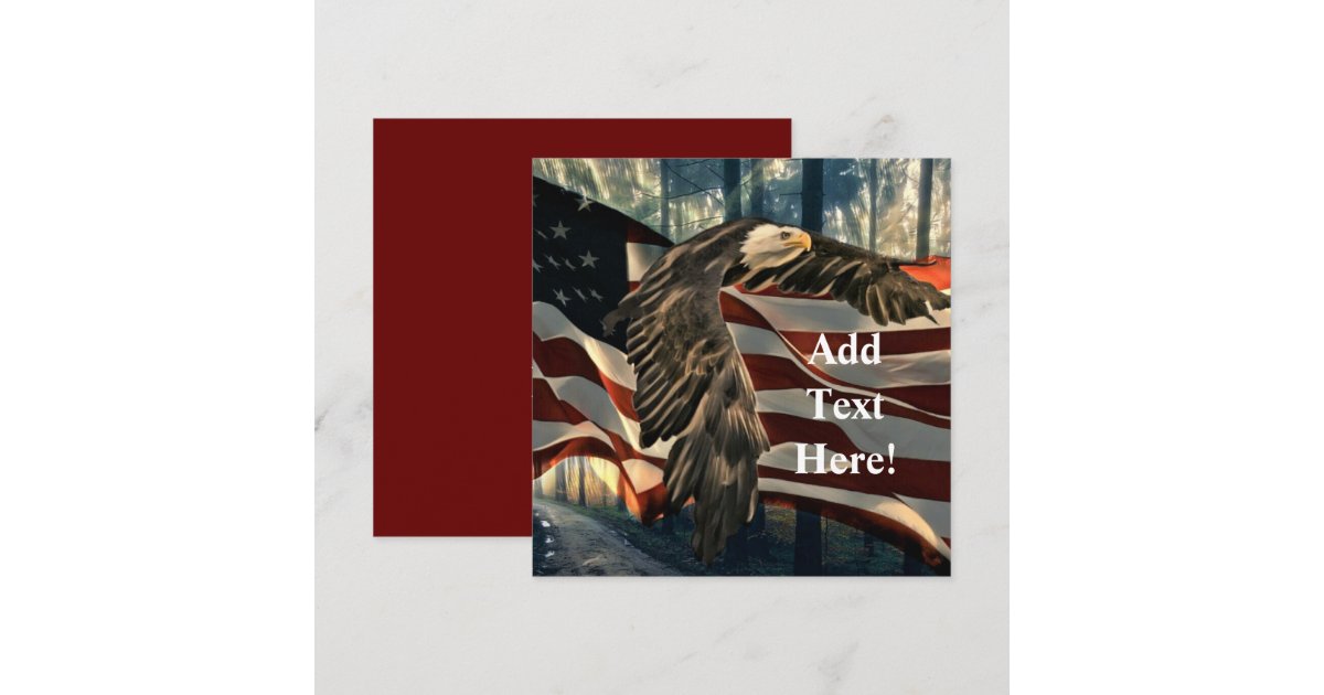 Bald Eagle American Flag Note Card | Zazzle