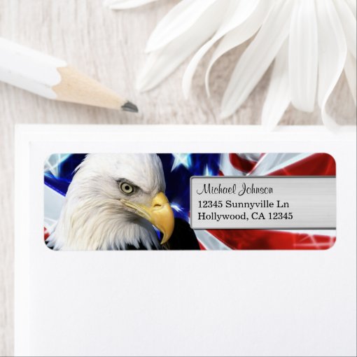 Bald Eagle American Flag Return Address Label | Zazzle