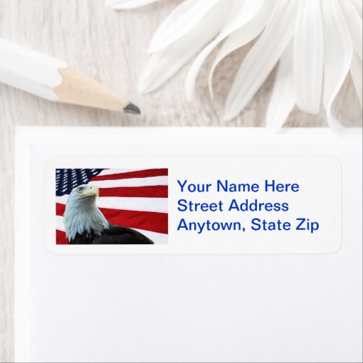 Bald Eagle And American Flag Address Labels | Zazzle