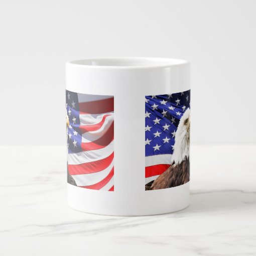 Bald Eagle and American Flag Giant Coffee Mug | Zazzle