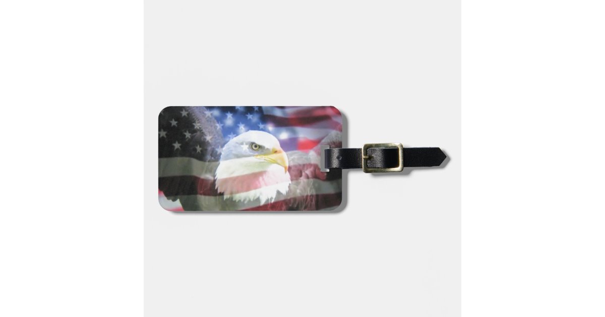 bald eagle and U.S.A. flag Luggage Tag | Zazzle