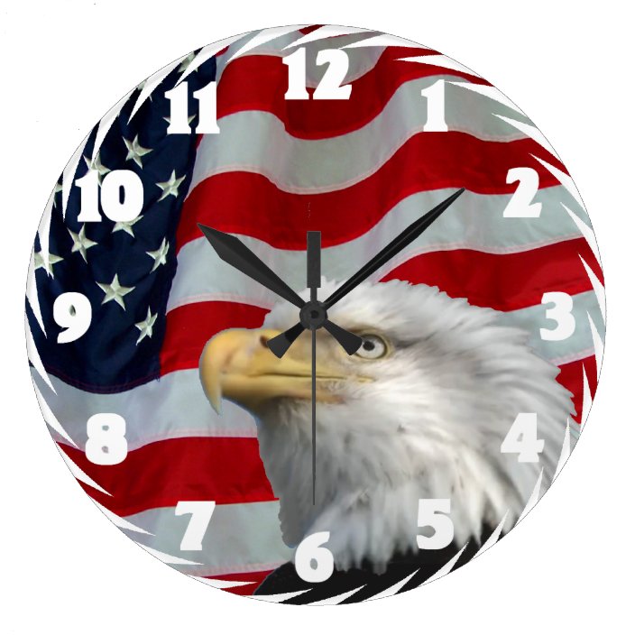 BALD EAGLE-CLOCK LARGE CLOCK | Zazzle.com