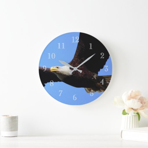 Bald Eagle Flight Large Clock | Zazzle