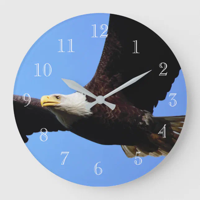 Bald Eagle Flight Large Clock | Zazzle