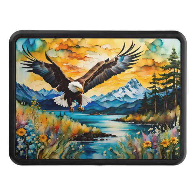 Bald Eagle Hunting in wildflowers Hitch Cover | Zazzle