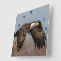 Bald Eagle in flight Square Wall Clock | Zazzle