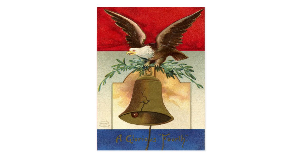bald eagle liberty bell patriotic vintage art postcard | Zazzle.com