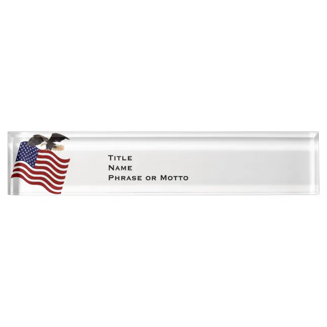 Bald Eagle on American Flag red white blue Desk Name Plate | Zazzle