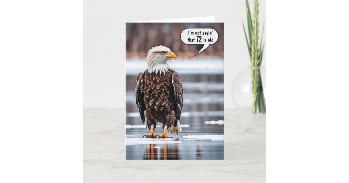 Bald Eagle On Ice For 72nd Birthday Card | Zazzle
