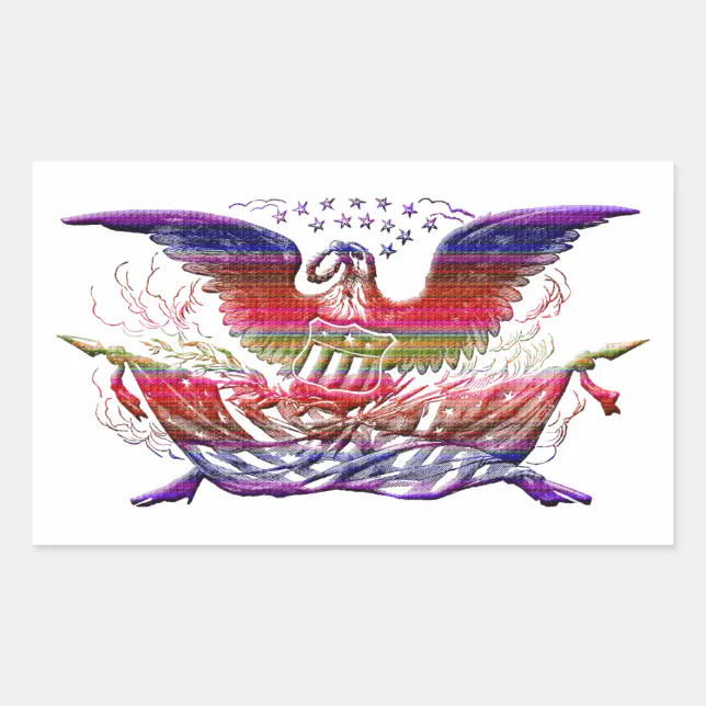 Bald Eagle USA Flag Americana Patriotic Art Rectangular Sticker | Zazzle