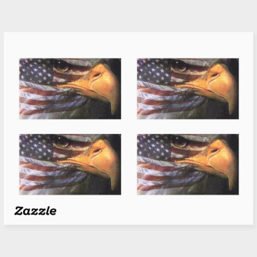 Bald Eagle - USA Flag Rectangular Sticker | Zazzle