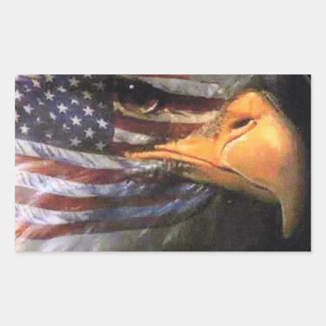 Bald Eagle - USA Flag Rectangular Sticker | Zazzle