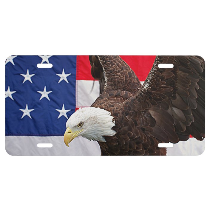 Bald Eagle with the American Flag License Plate | Zazzle.com