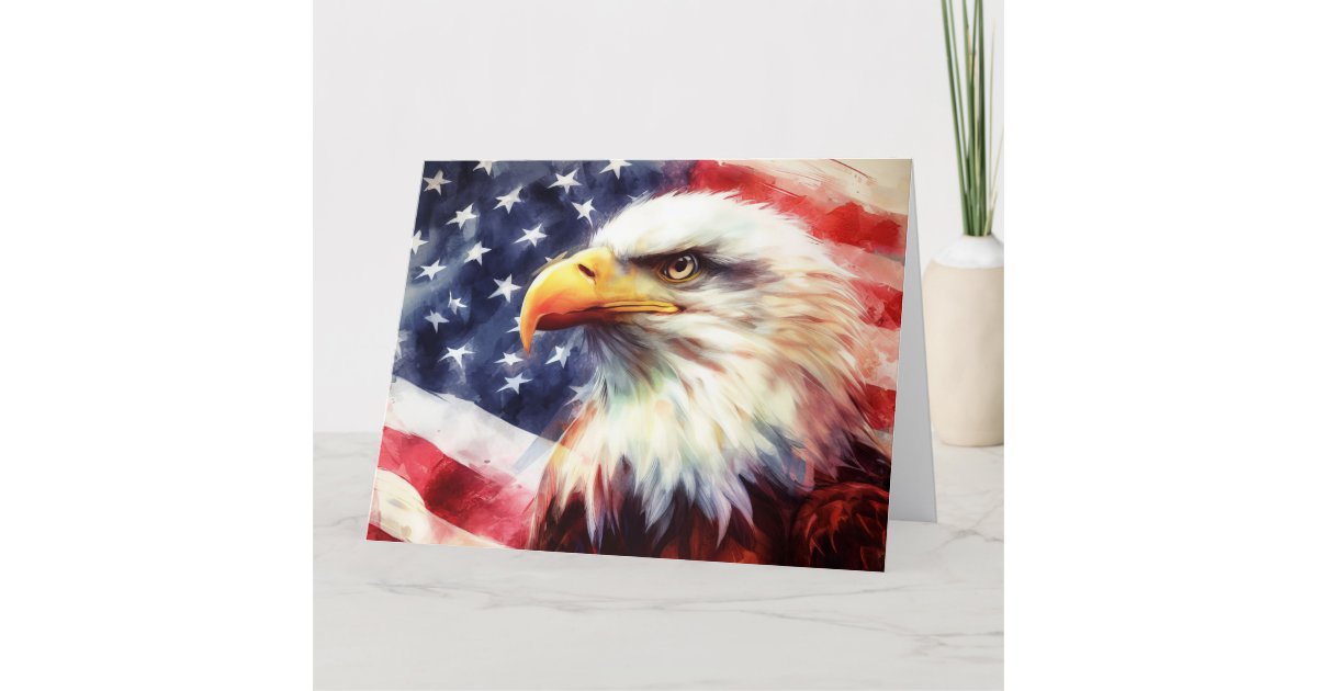 Bald Eagle with United States of America flag Thank You Card | Zazzle