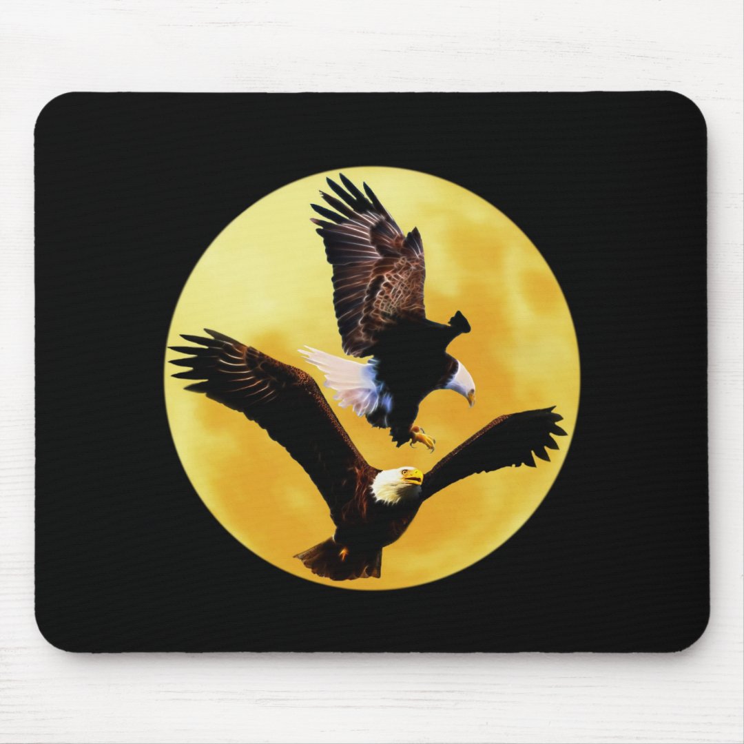 Bald eagles and full moon mouse pad | Zazzle