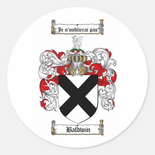 BALDWIN FAMILY CREST - BALDWIN COAT OF ARMS CLASSIC ROUND STICKER | Zazzle