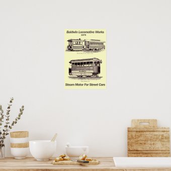 Baldwin Steam Motor For Street Cars 1876 Poster | Zazzle