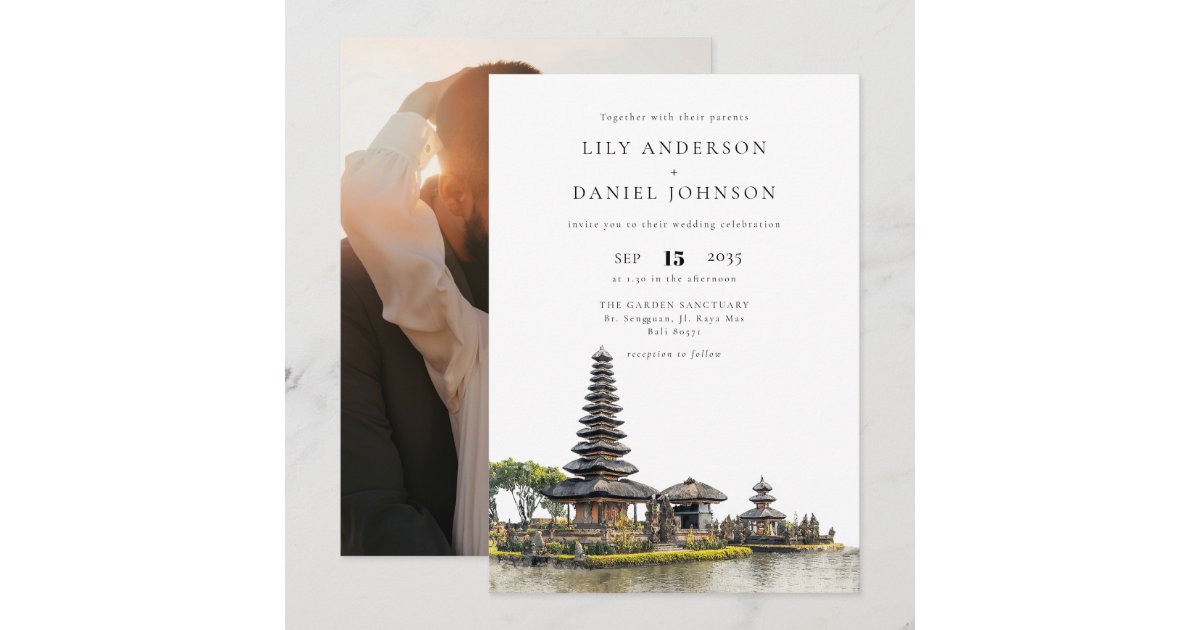 Bali Destination Photo Wedding Invitation | Zazzle