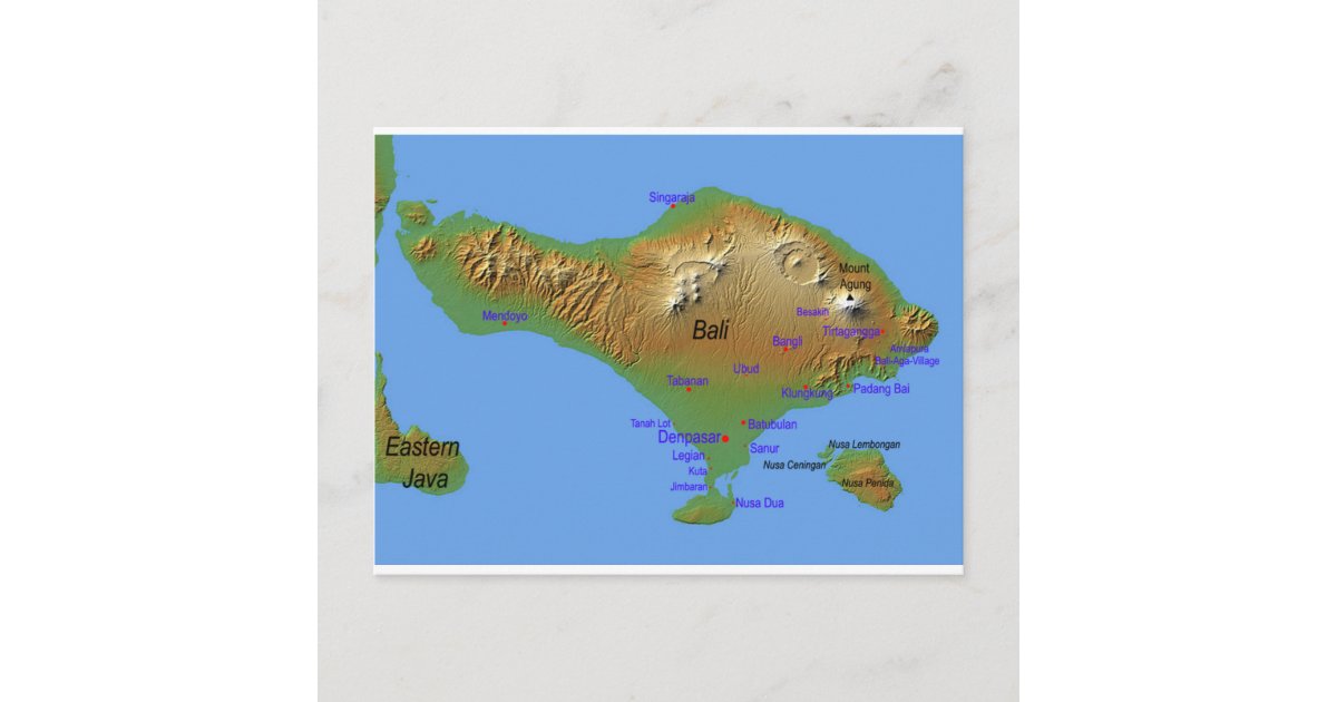 Bali Holliday Map Postcard | Zazzle