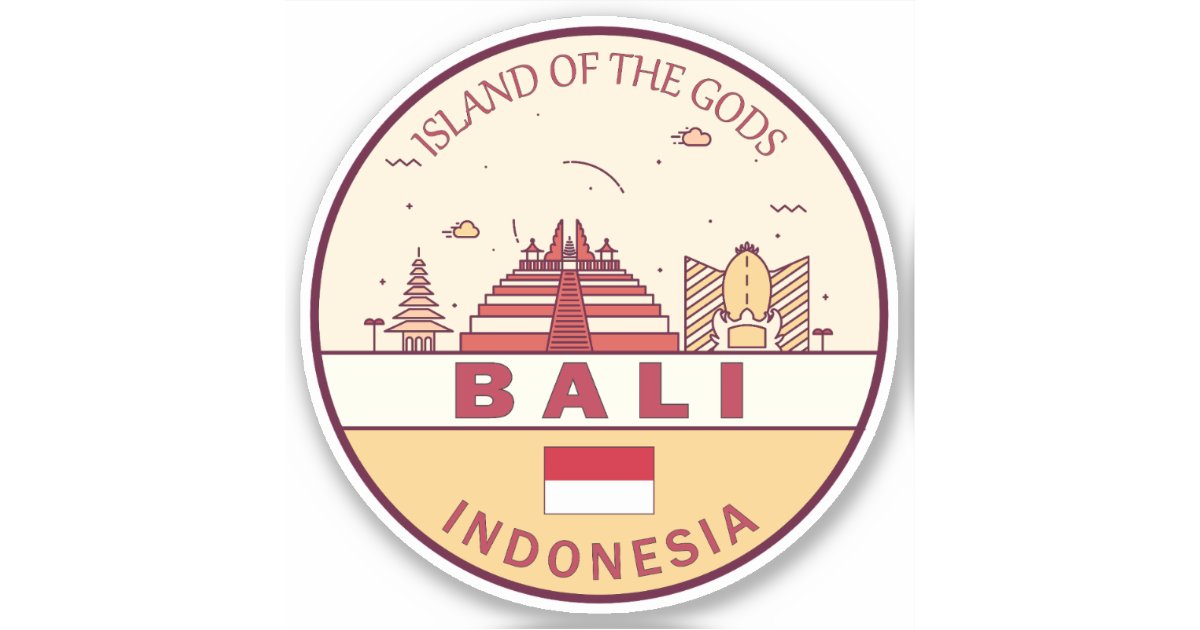 Bali Indonesia City Skyline Emblem Sticker | Zazzle