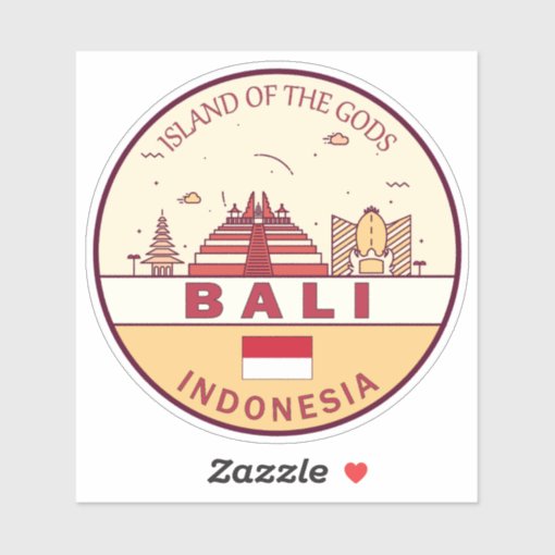 Bali Indonesia City Skyline Emblem Sticker | Zazzle