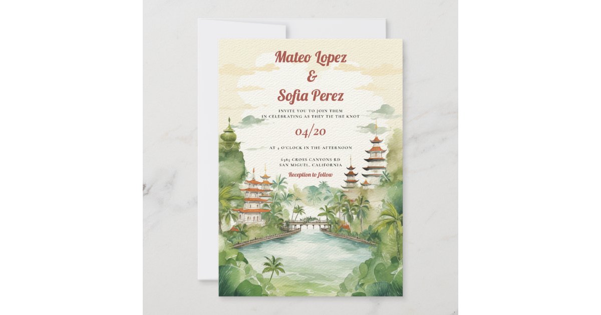 Bali Indonesia Landscape Destination Wedding Invitation | Zazzle