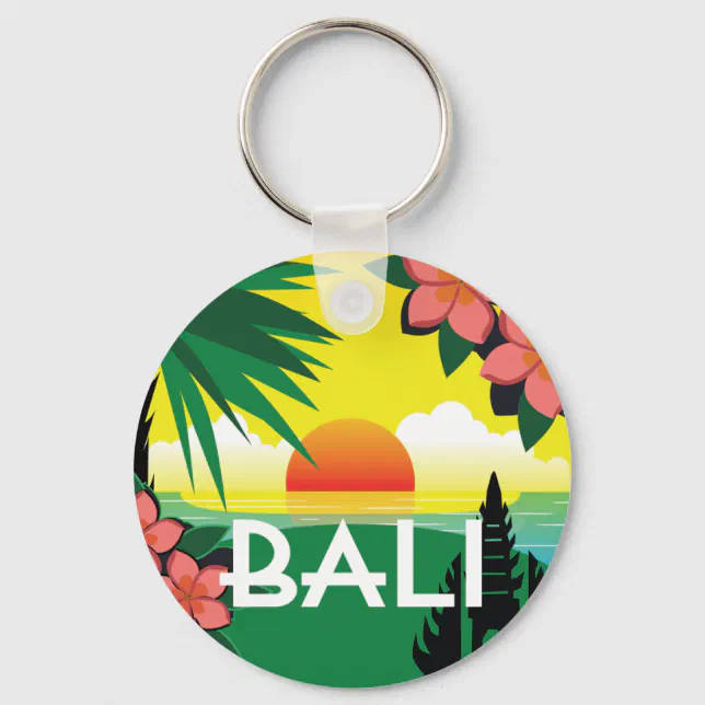 Bali Indonesia memento vintage travel style Keychain | Zazzle