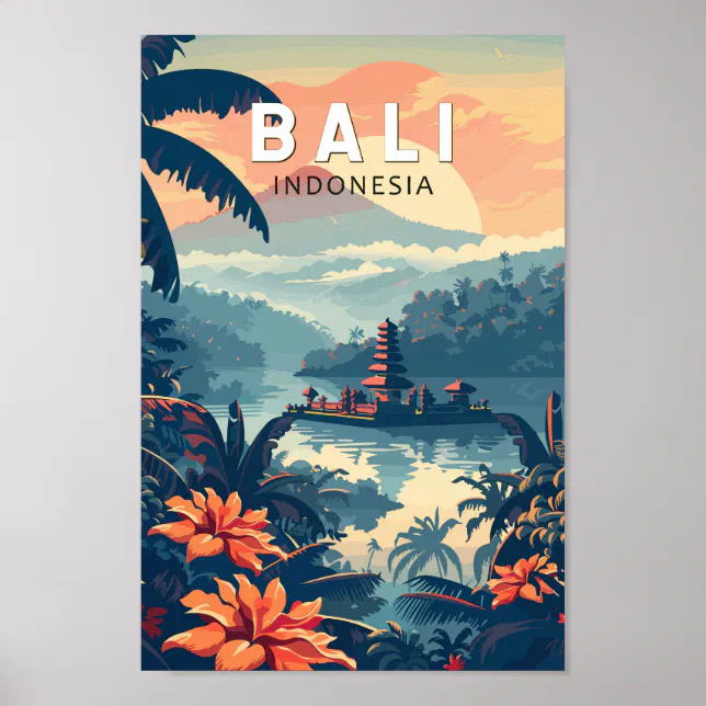 Bali Indonesia Travel Art Vintage Poster | Zazzle