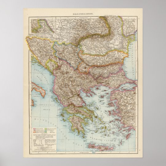Balkanhalbinsel - Balkan Peninsula Map Poster | Zazzle.com