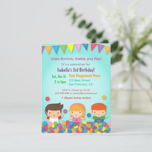 Ball Pit Cute Kids Birthday Party Invitations | Zazzle