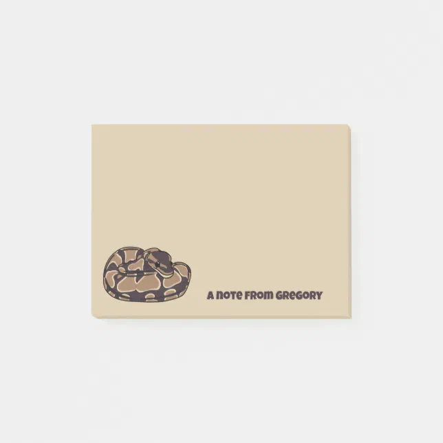 Ball Python Snake, Brown and Tan Personalized Post-it Notes | Zazzle