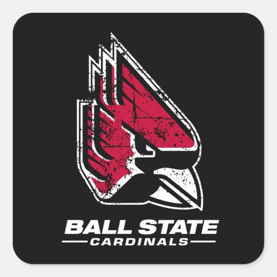 Ball State University Logo Distressed Square Sticker | Zazzle.com