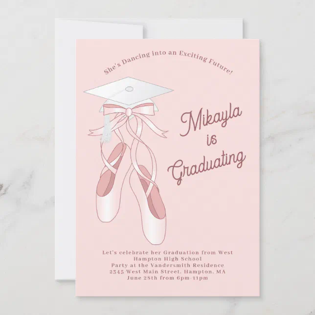 Ballerina Ballet Dance Graduation Party Invitation | Zazzle