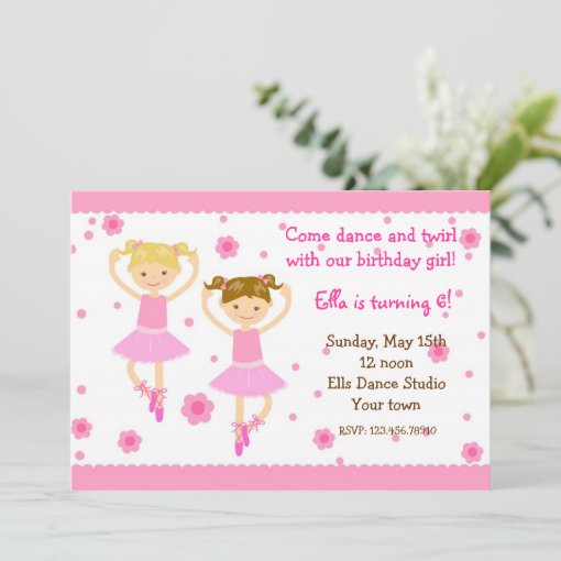 Ballerina Ballet Dancer Birthday Party Invitations | Zazzle