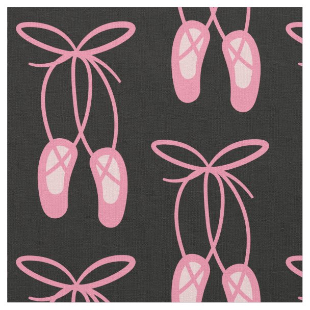 Ballet Shoes Pink Ballerina Pattern Fabric | Zazzle