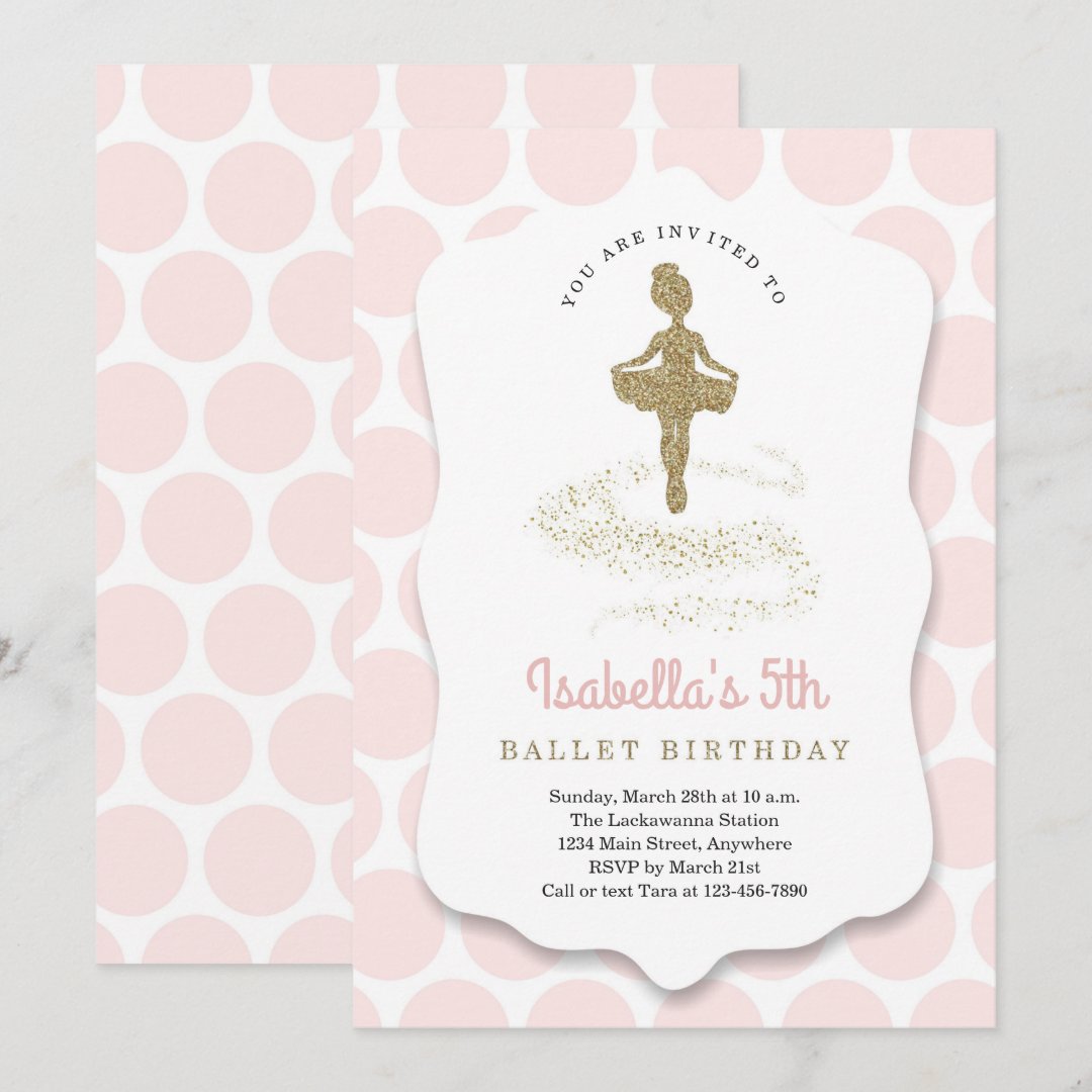 Ballerina / Ballet Themed for Girls Birthday Party Invitation | Zazzle