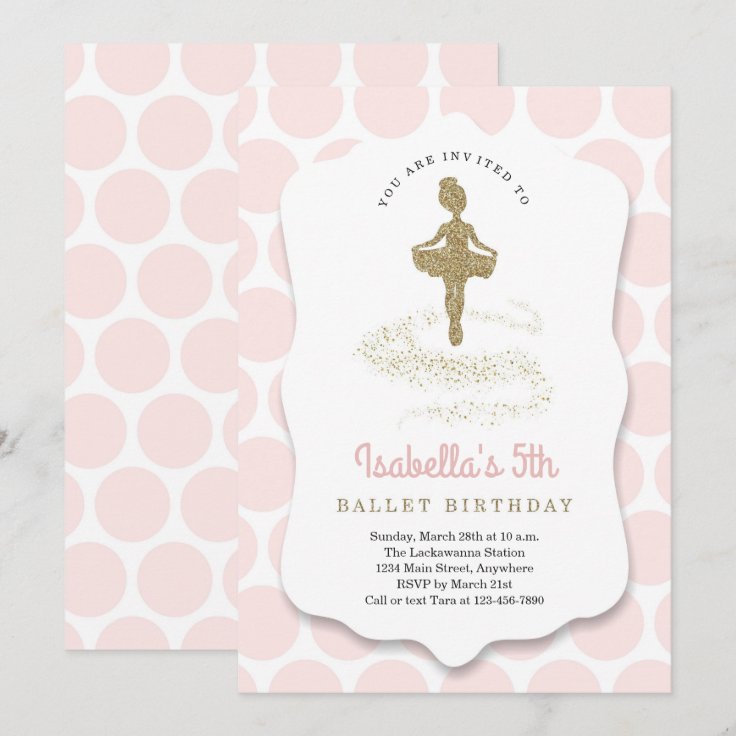 Ballerina / Ballet Themed for Girls Birthday Party Invitation | Zazzle
