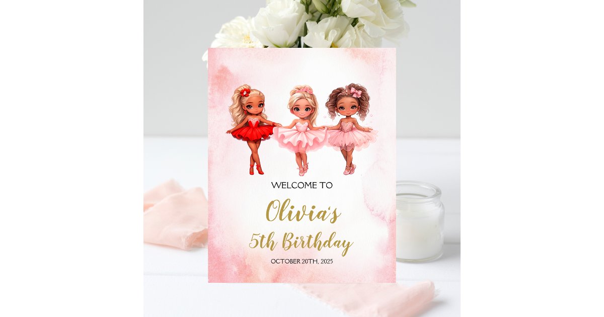 Ballerina Birthday Welcome Sign, Ballet Party Sign | Zazzle