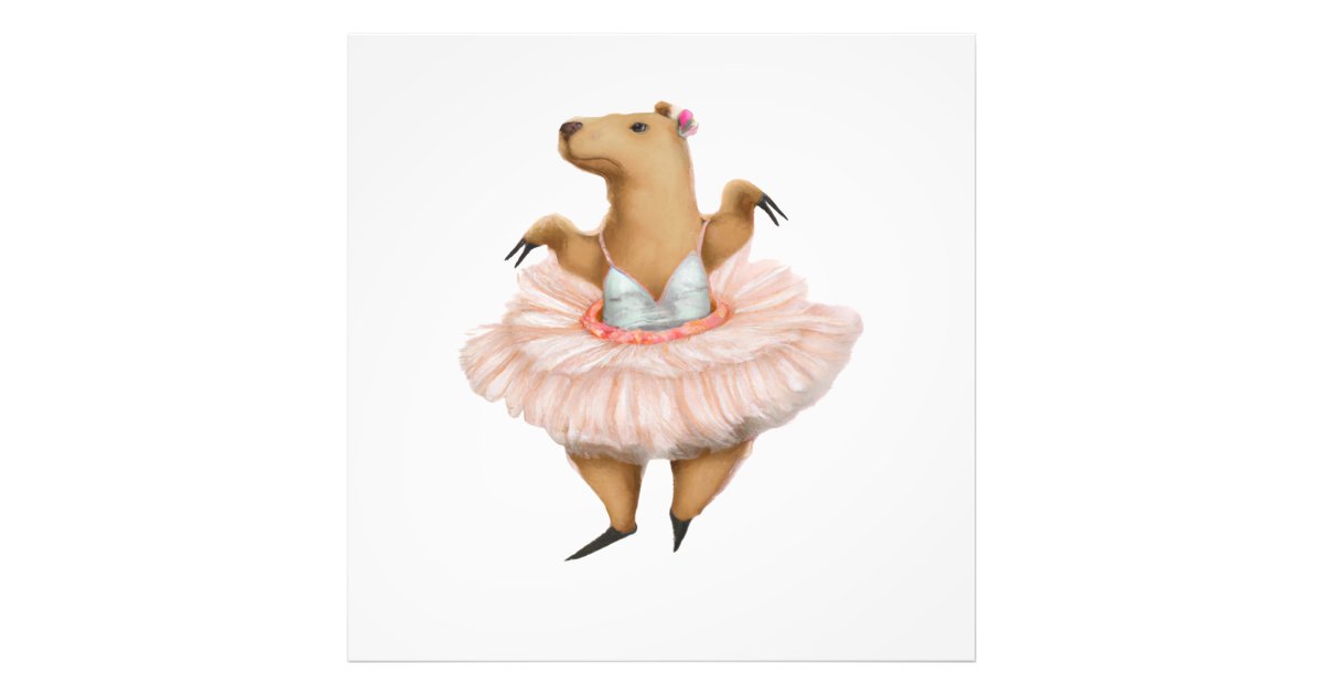Ballerina Capybara in Pink Tutu Skirt Photo Print | Zazzle