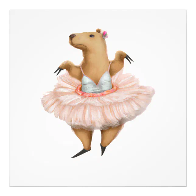 Ballerina Capybara in Pink Tutu Skirt Photo Print | Zazzle
