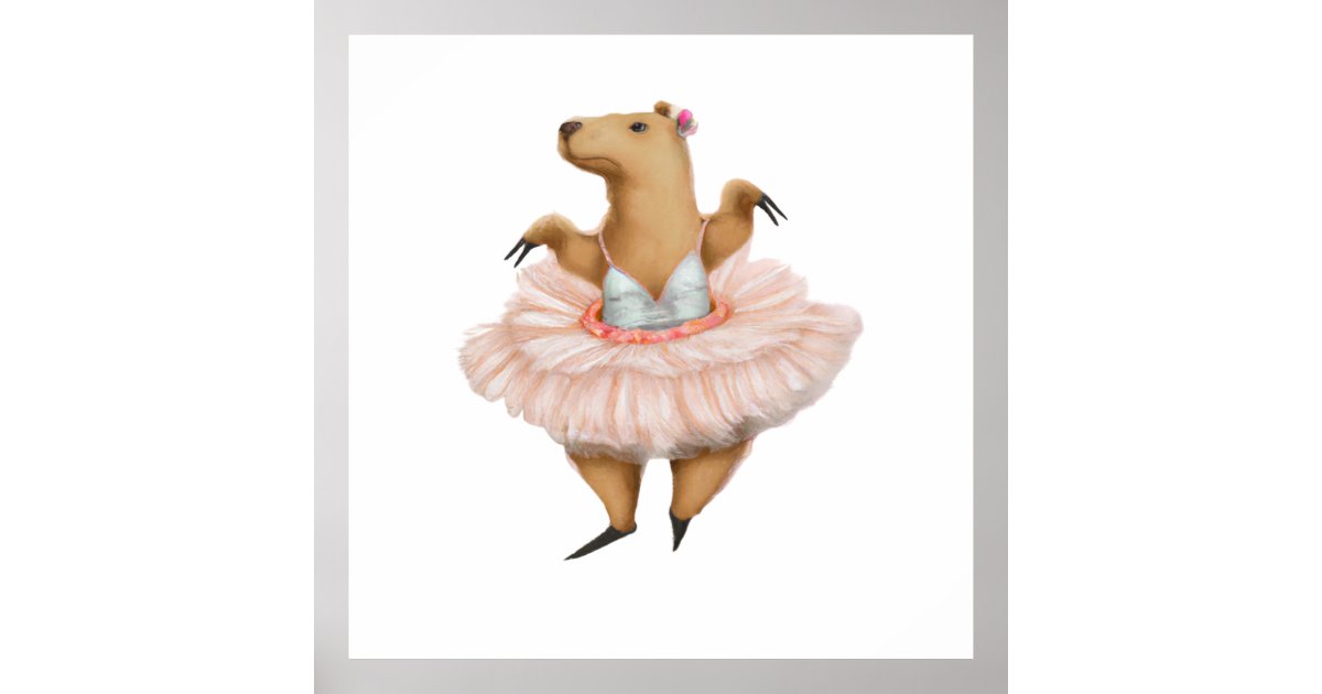 Ballerina Capybara in Pink Tutu Skirt Poster | Zazzle