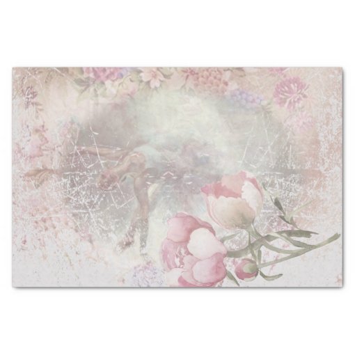 Ballerina Dancing Pose Pink Floral Decoupage Tissue Paper | Zazzle