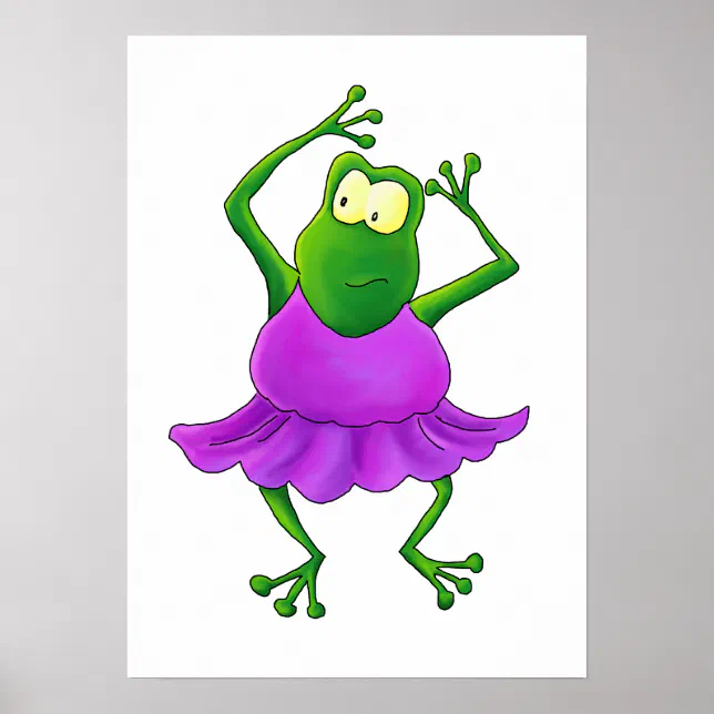 Ballerina Frog with Purple Tutu Poster | Zazzle