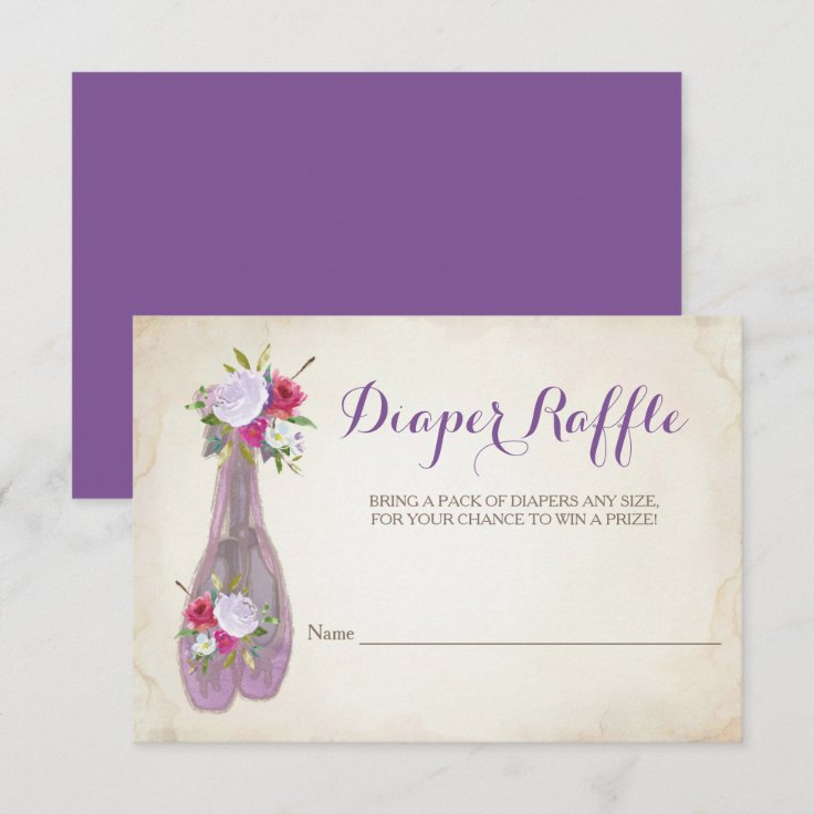 Ballerina Girl Baby Shower Diaper Raffle Invitation | Zazzle